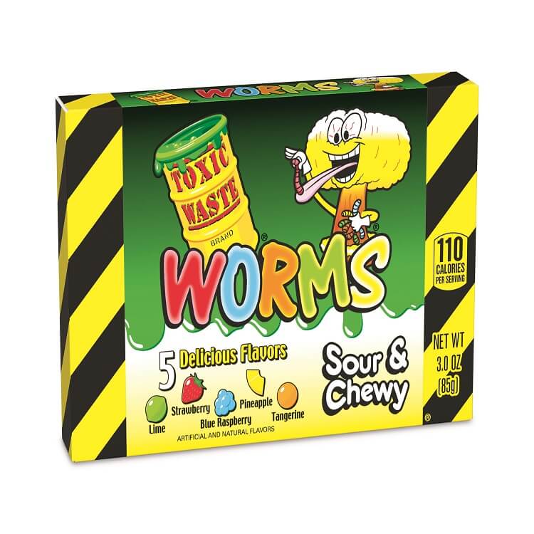 Toxic Waste Sour Gummy Worms Theater Box| Chewy Candy | SweetServices.com