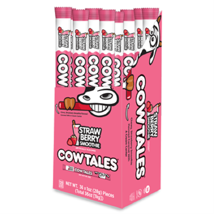 Goetze's Strawberry Smoothie Cow Tails 36 Count | Chewy Candy ...