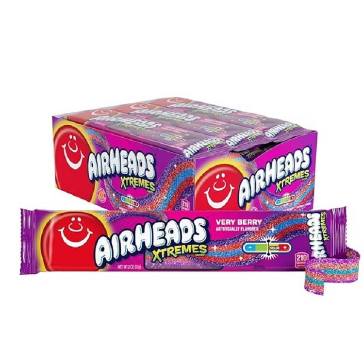 Airheads Very Berry Extreme Sour Belts | Sweet & Sour Candy Strips ...